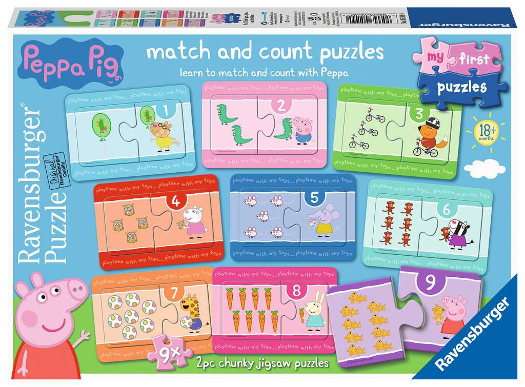 Ravensburger 05109 Peppa Pig Match And Count Puzzles 9 X 2 ravensburger-05109-peppa-pig-match-and-count-puzzles-9-x-2